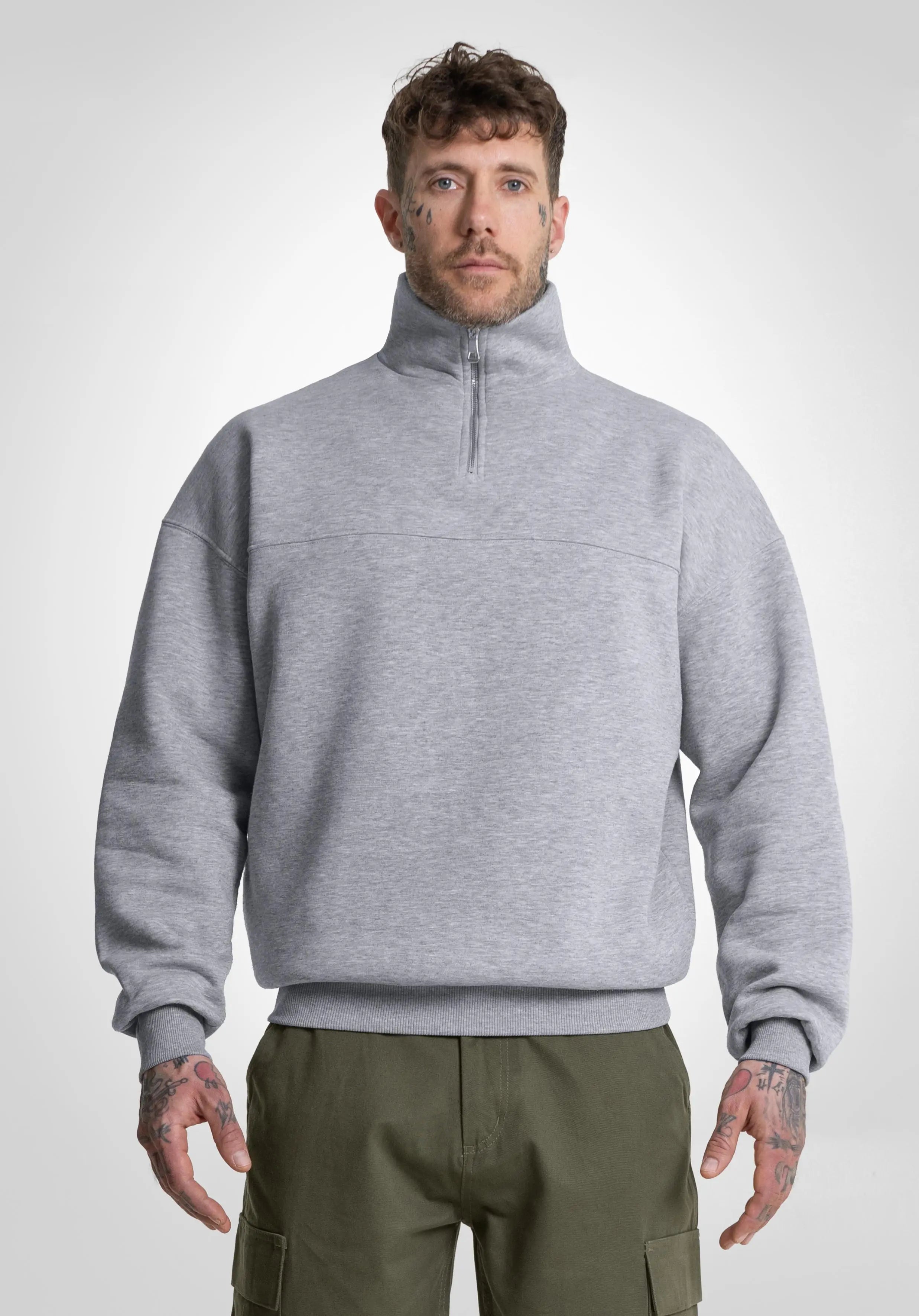 Half Zip Hoodie - Melange Grey – Straight Outta Cotton