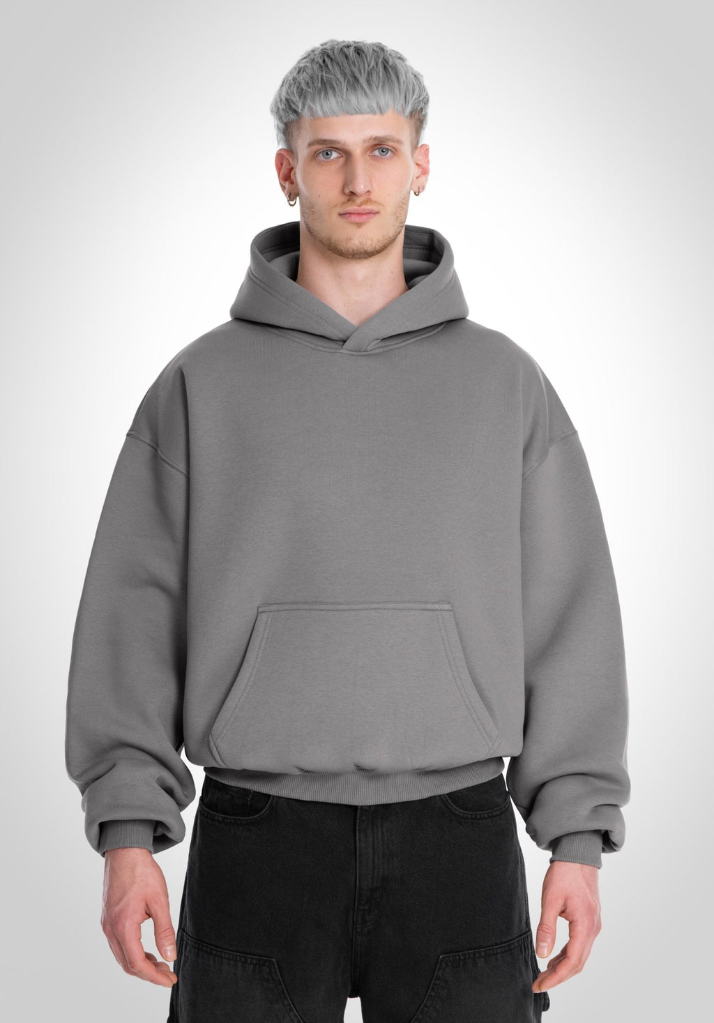 Oversize Hoodie Cool Grey – Boxy Fit & 330g/m² Premiumstoff