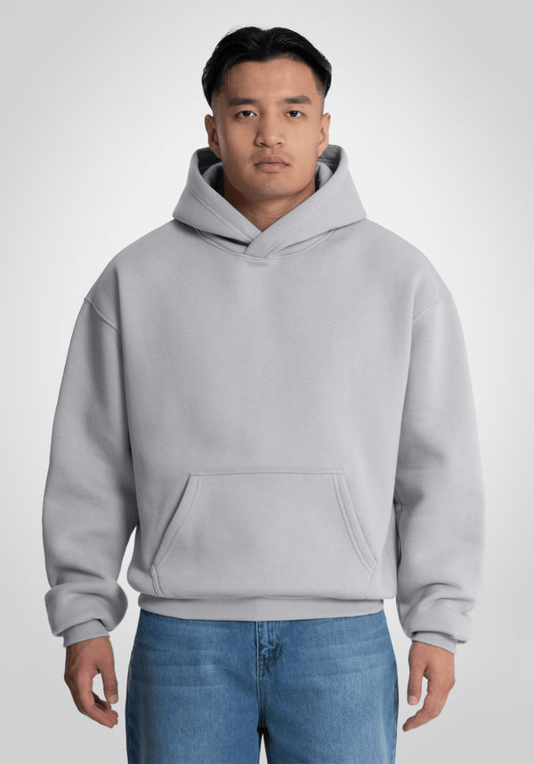 Oversize Hoodie Light Grey – 90s Boxy Fit & 330g/m² Stoff
