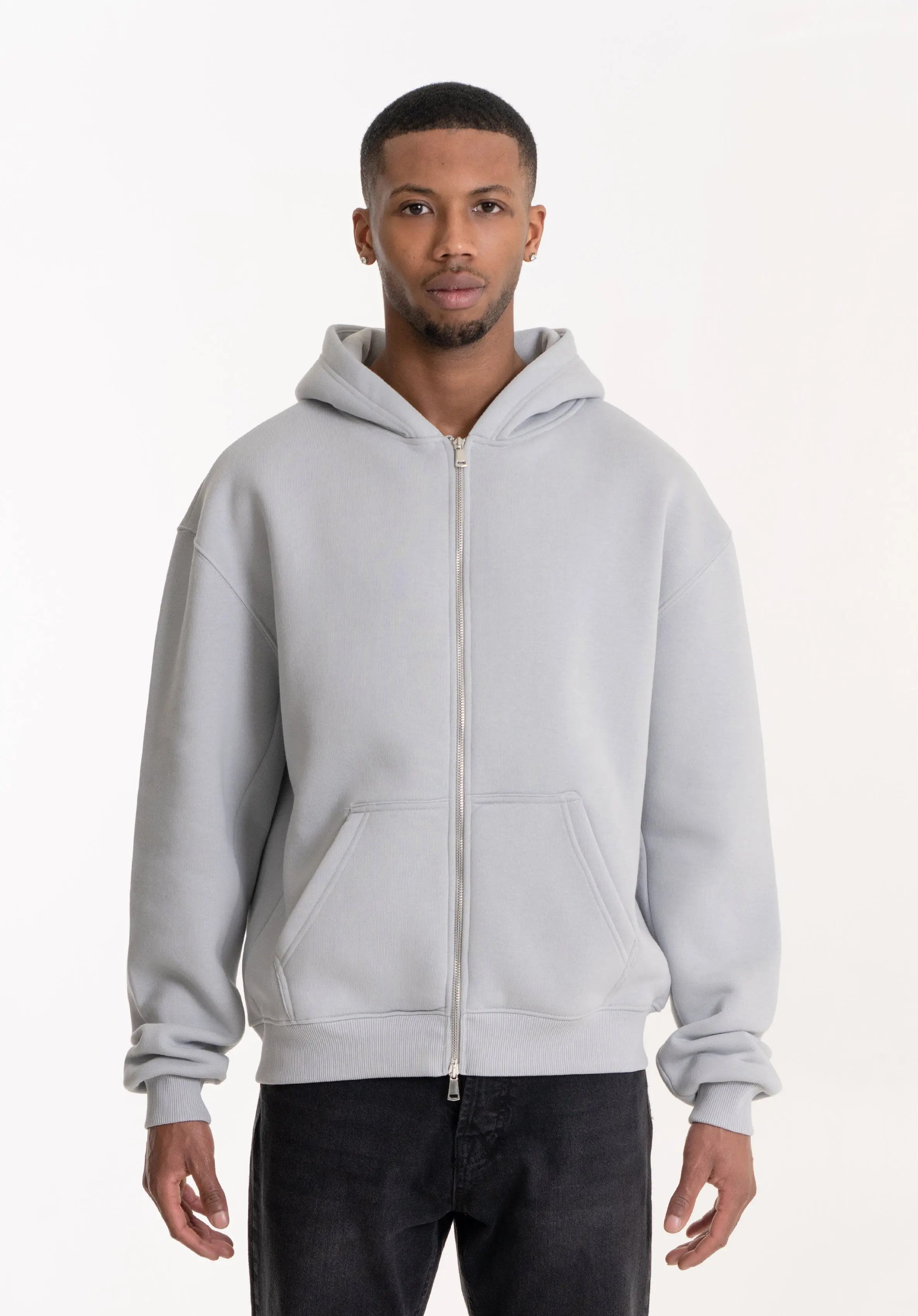 Full Zip Oversize Hoodie - Light Grey – Straight Outta Cotton
